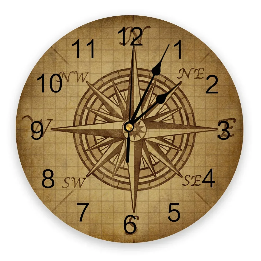 Compass l Map Scale Letters Sailboat Large Wall Clock Dinning ...