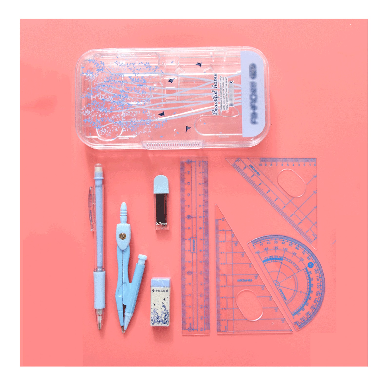 Compasses Ruler Set, Student Math Set, Metal 8-piece Set of Test Design ...