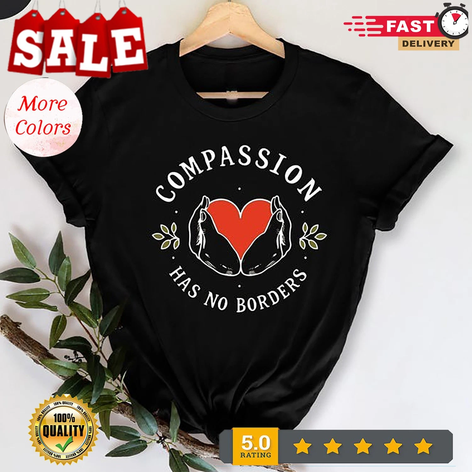 Compassion Has No Borders T-Shirt, Inspirational Quote Tee ...
