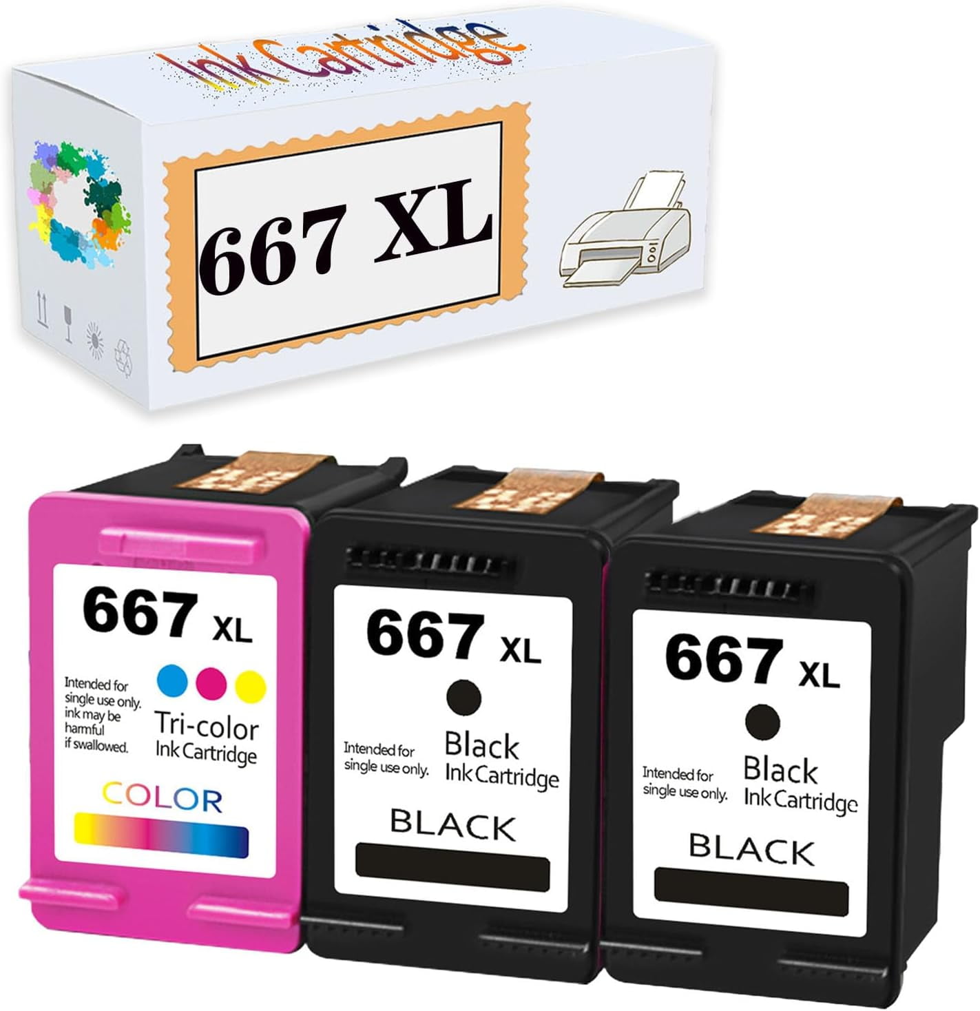 Compatible 667 XL Ink Cartridges Replacement for HP 1275 2374 2375 2376 ...