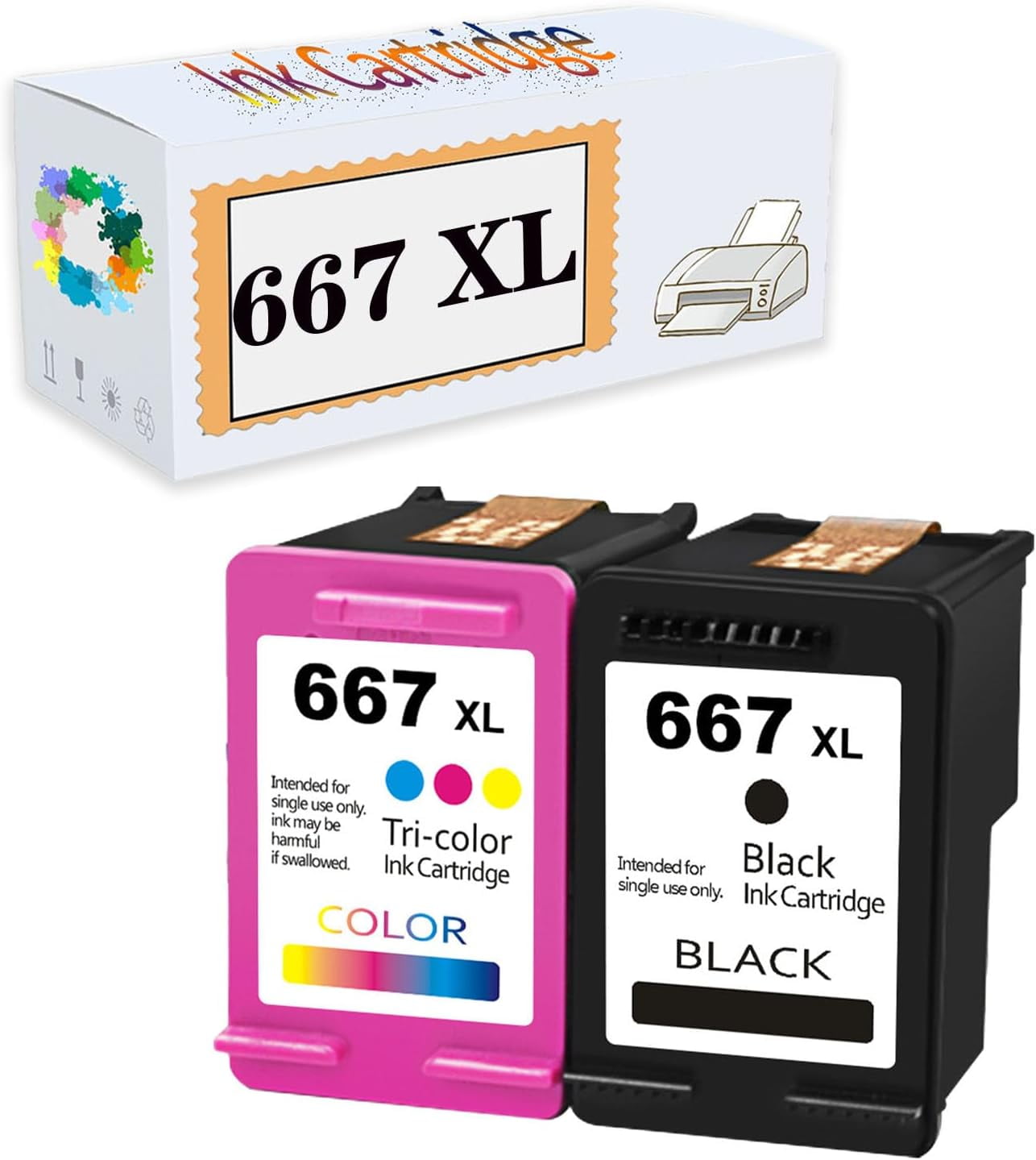 Compatible 667 XL Ink Cartridges Replacement for HP 1275 2374 2375 2376 ...