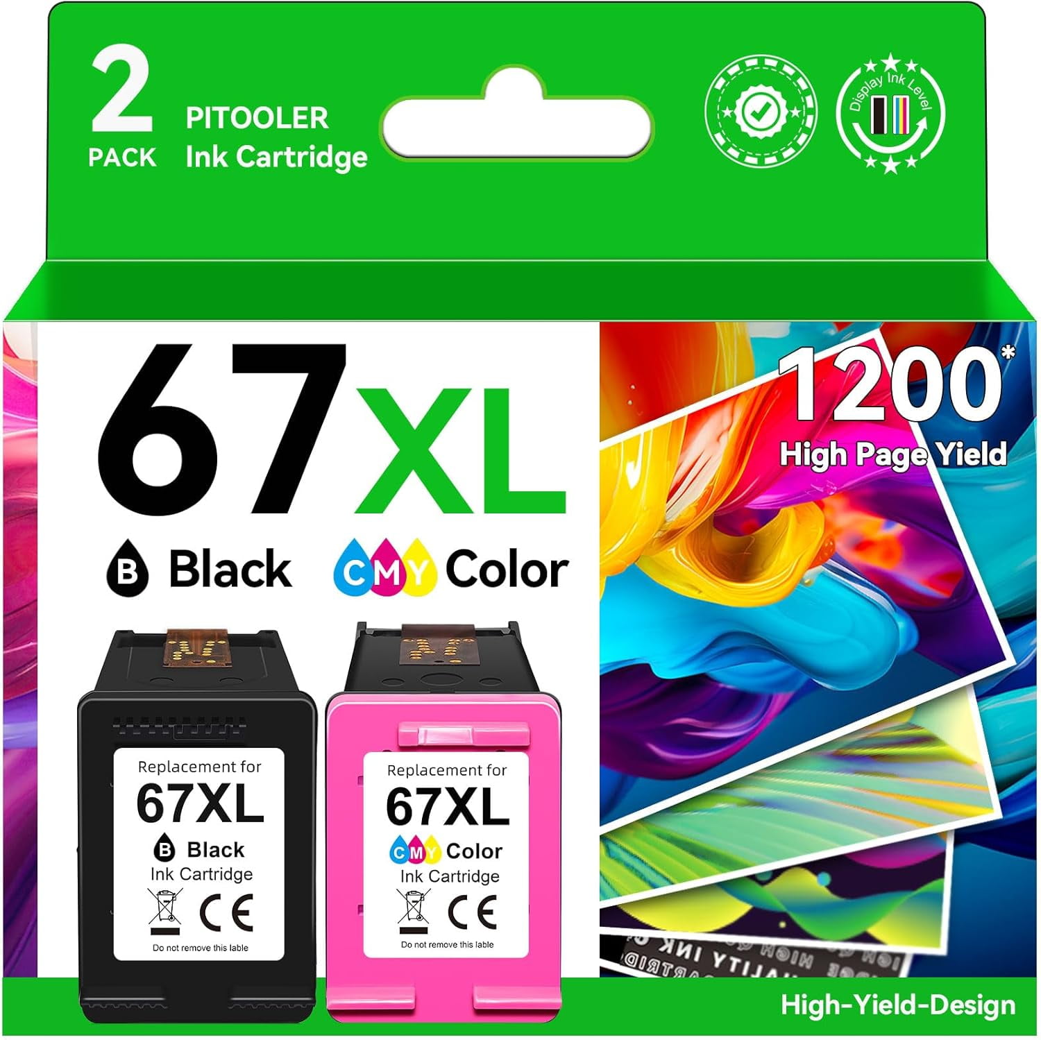 Compatible 67XL Ink Cartridges Replacement for HP DeskJet 2755e 2855e 2700 4155e 2800e 2700e ...