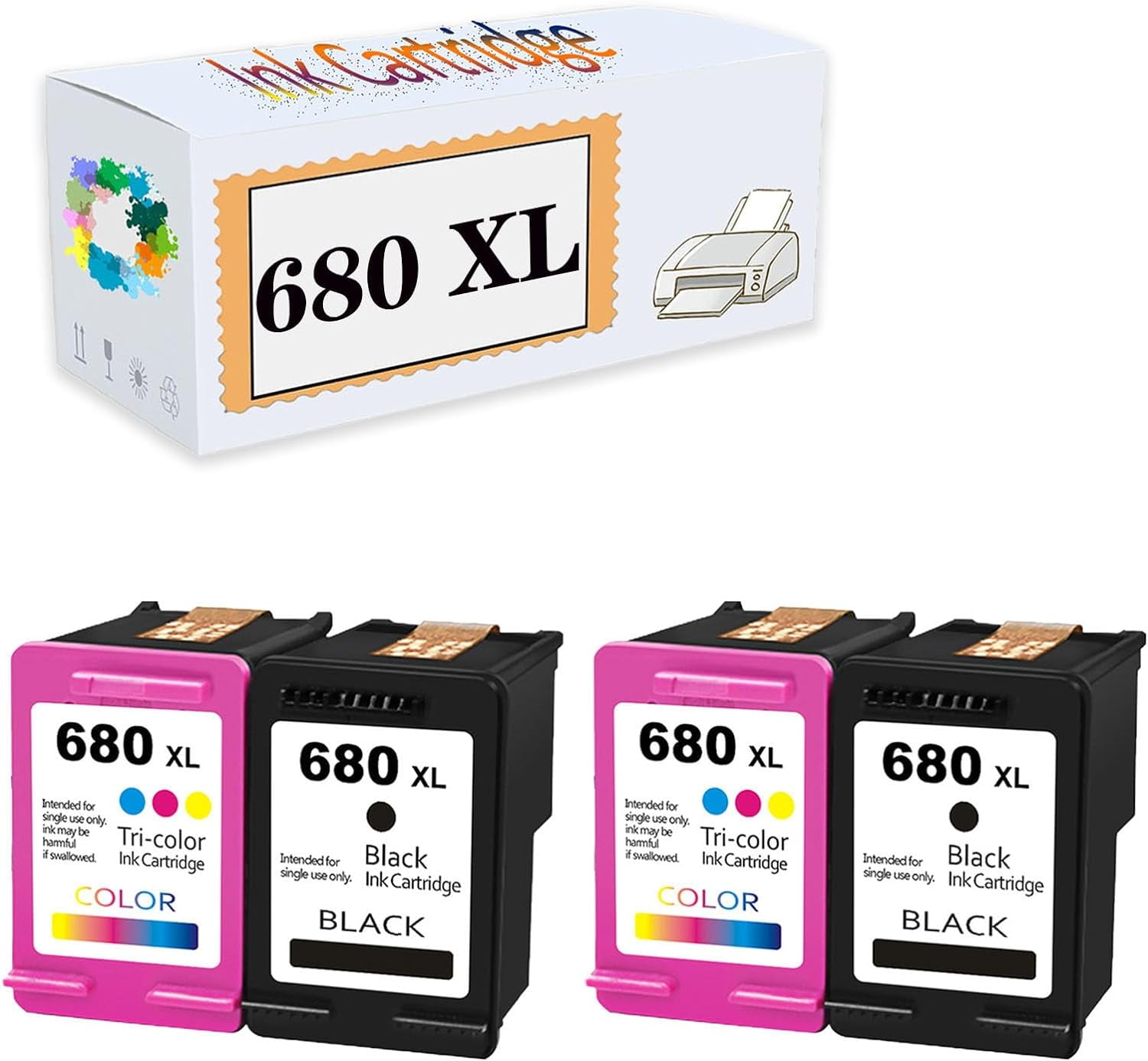 Compatible 680 XL Ink Cartridges Replacement for HP DeskJet 1115 1118 ...