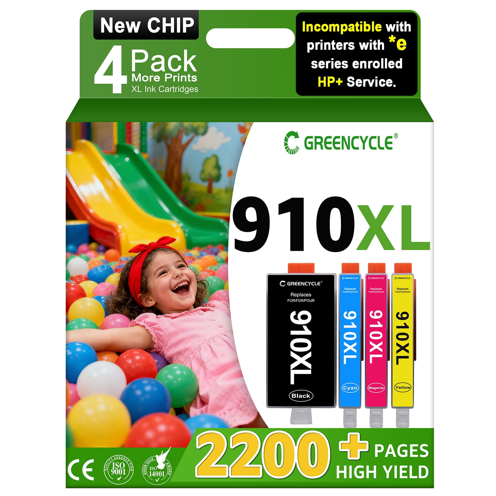 Compatible for 910XL Ink Cartridges Combo Pack High Yield Black & Color ...