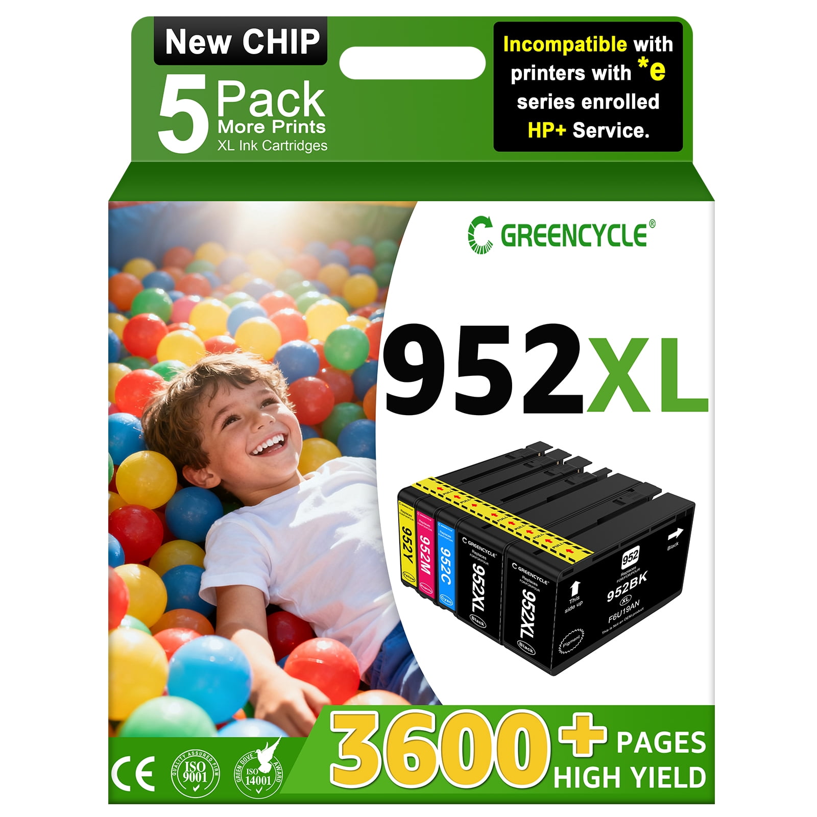 Compatible for 952XL Ink Cartridges Combo Pack High Yield Black & Color ...