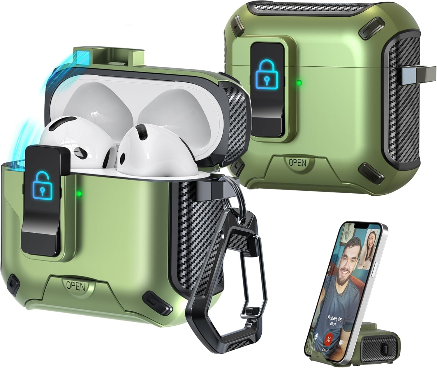 Compatible with AirPods 4th Generation 2024 Headphone Cases, Fully Drop Proof Auto Eject ...