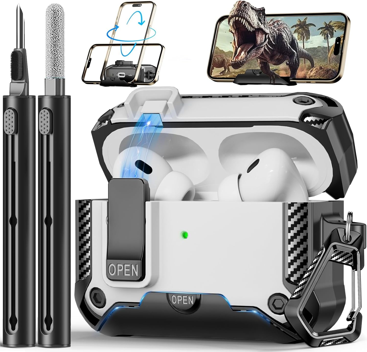 Compatible with AirPods Pro 2nd/1st Generation Case with Phone Stand ...