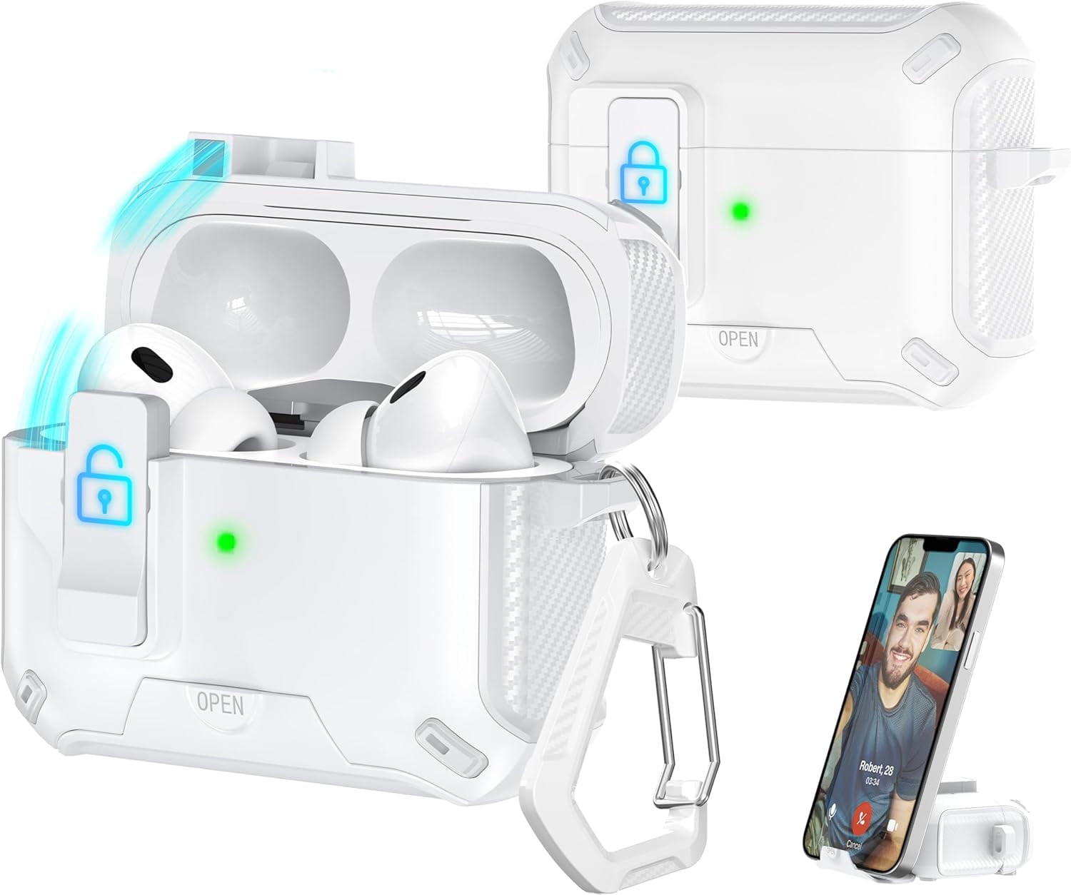 Compatible AirPods Pro 2nd Generation/1st Generation Headphone Cases, Fully Drop Proof Auto ...