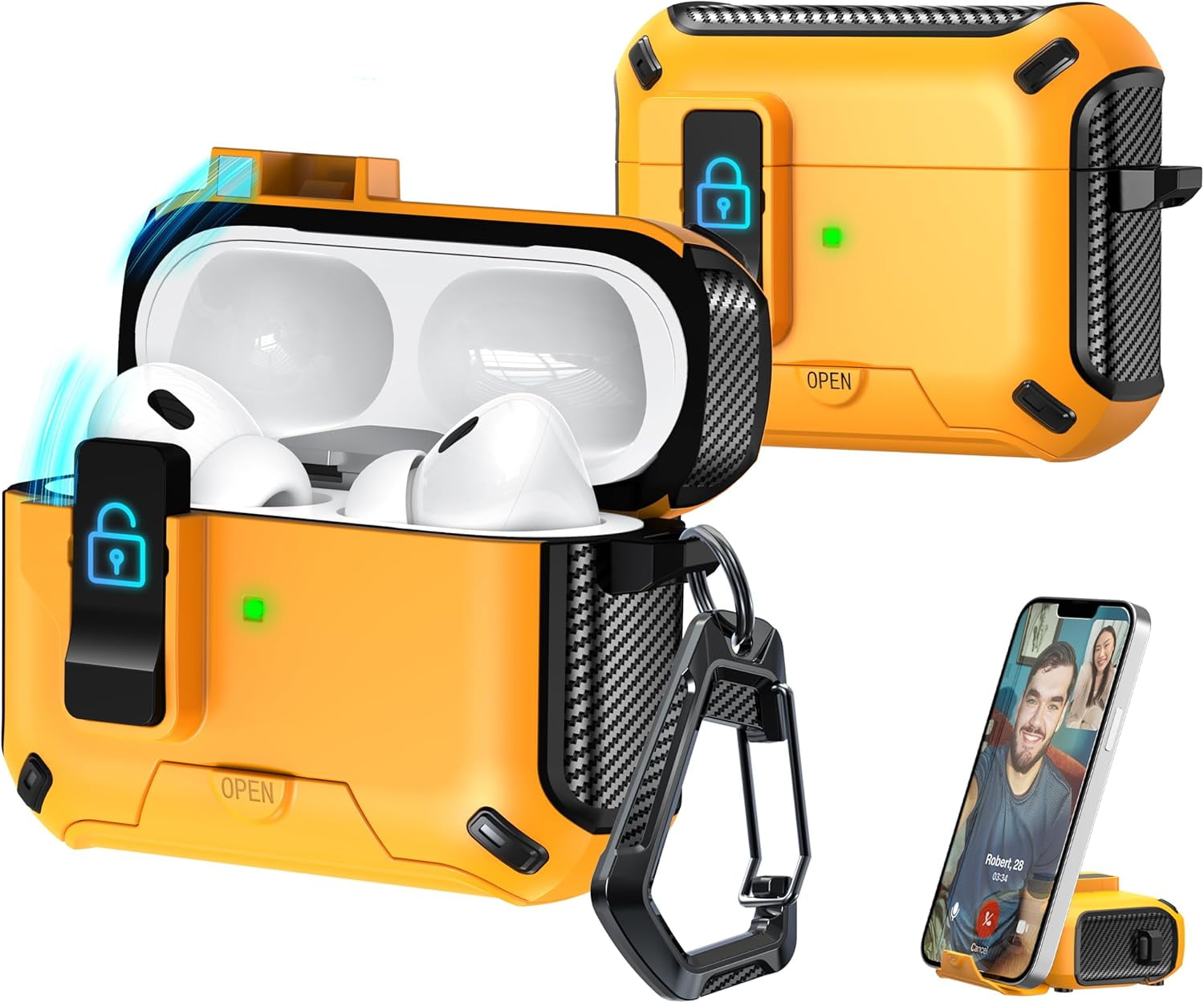 Compatible AirPods Pro 2nd Generation/1st Generation Headphone Cases, Fully Drop Proof Auto ...