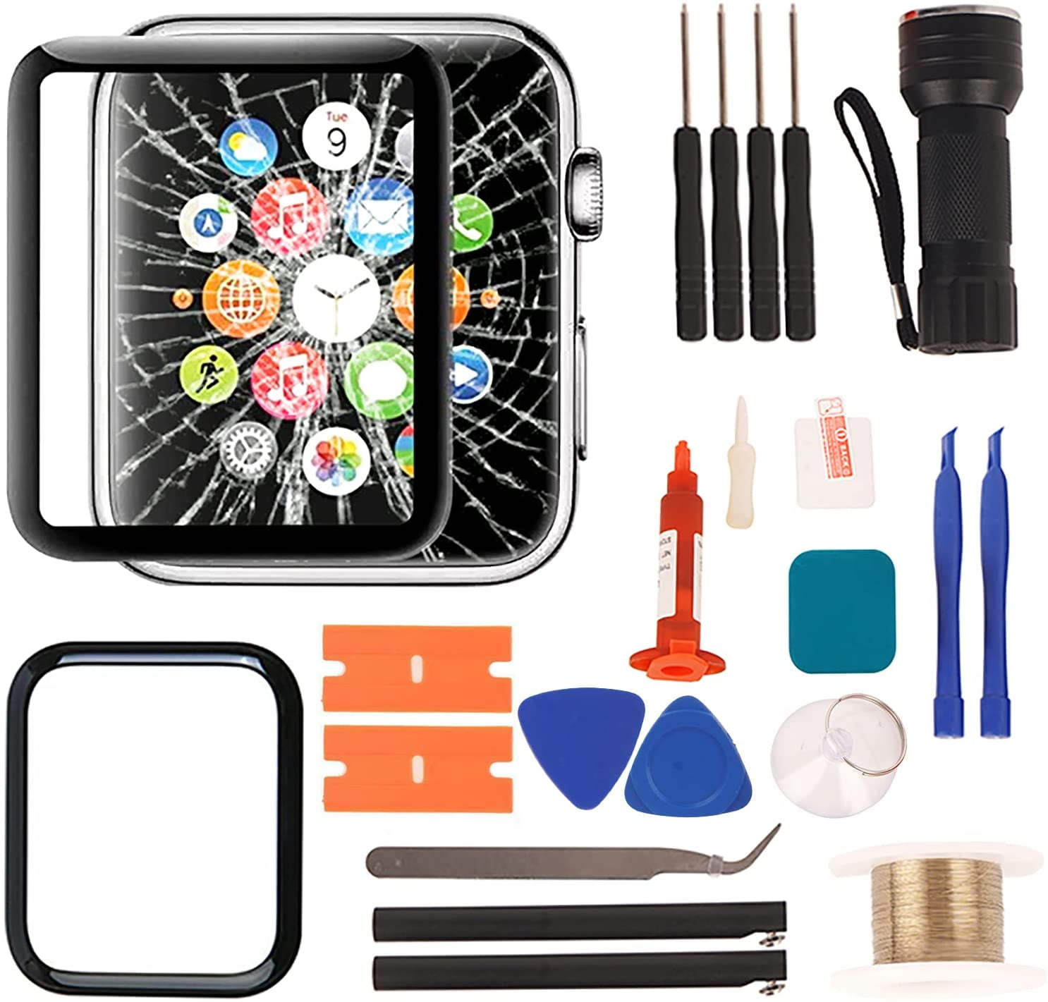 Compatible with Apple Watch 3 Screen Replacement - Front LED Glass Lens ...