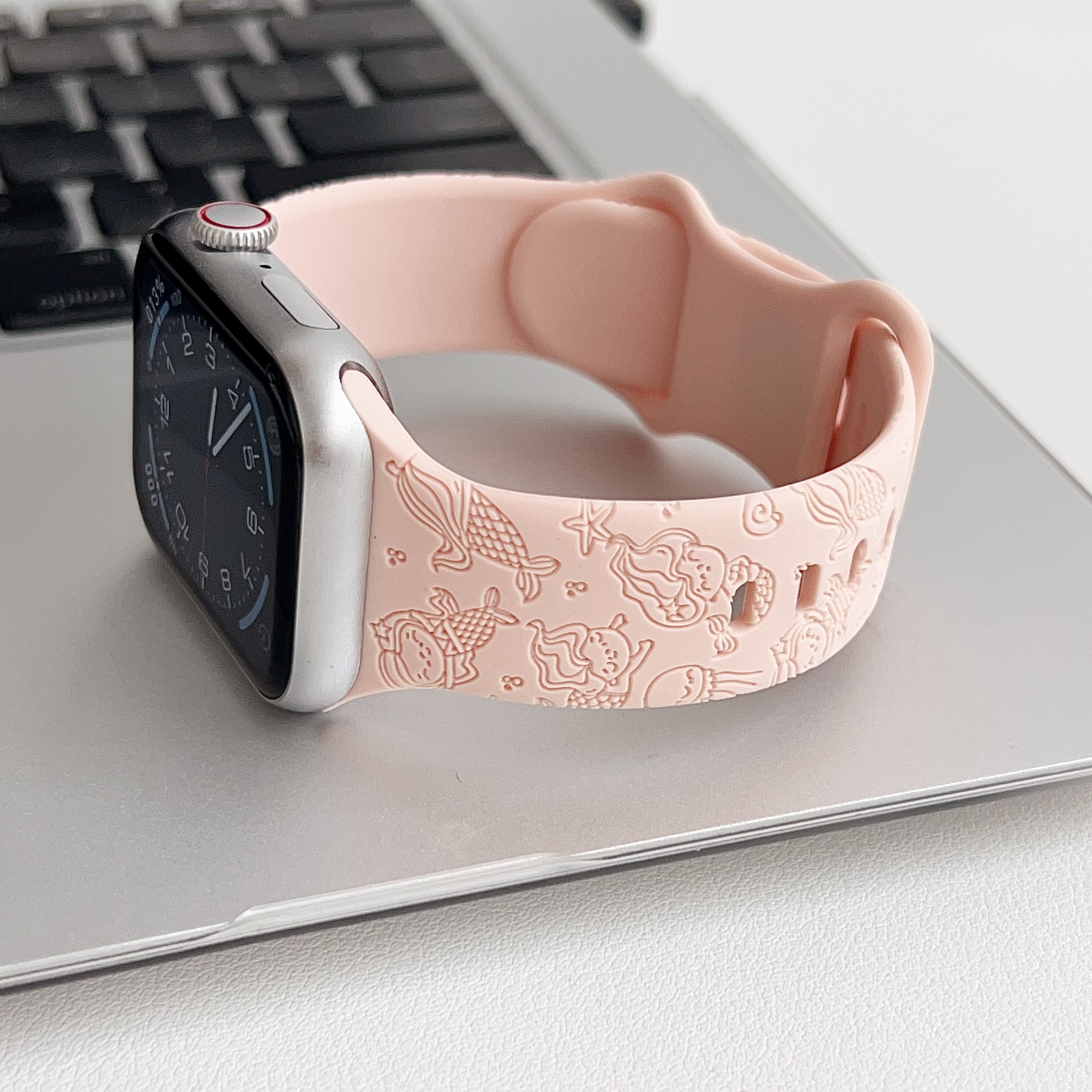 Compatible for Apple Watch Band 41mm 40mm 38mm, Mermaid Engraved ...
