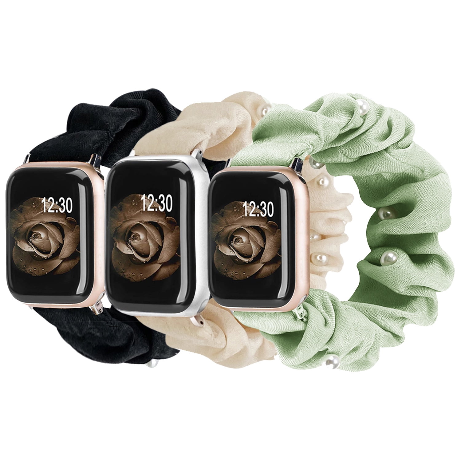 Compatible for Apple Watch Band Scrunchie 41mm 40mm 38mm Pearls Satins ...
