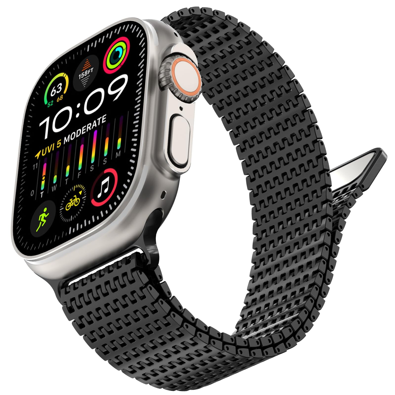 Compatible Apple Watch Metal Bands 38mm 40mm 41mm, Stainless Steel Mesh Loop Magnetic Clasp ...