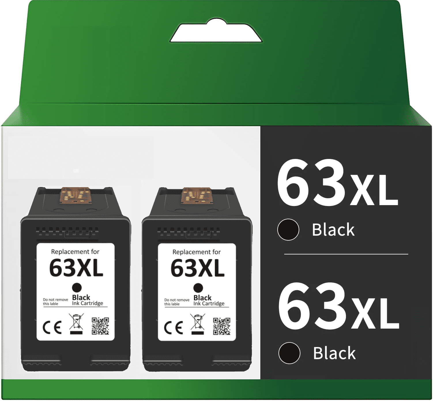 HP Compatible 63XL High Yield Ink Cartridge - Black, 2 Pack for ...