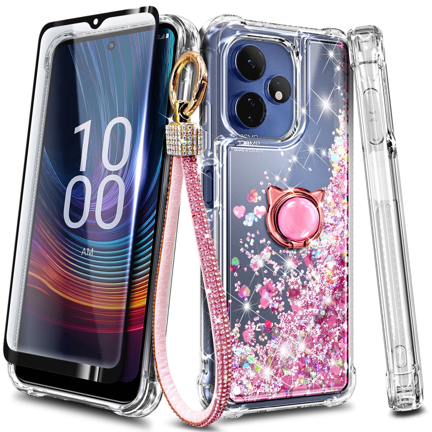 Compatible with Boost Mobile Celero 5G+ (Plus) 2024 Case with Tempered Glass Screen Protector ...