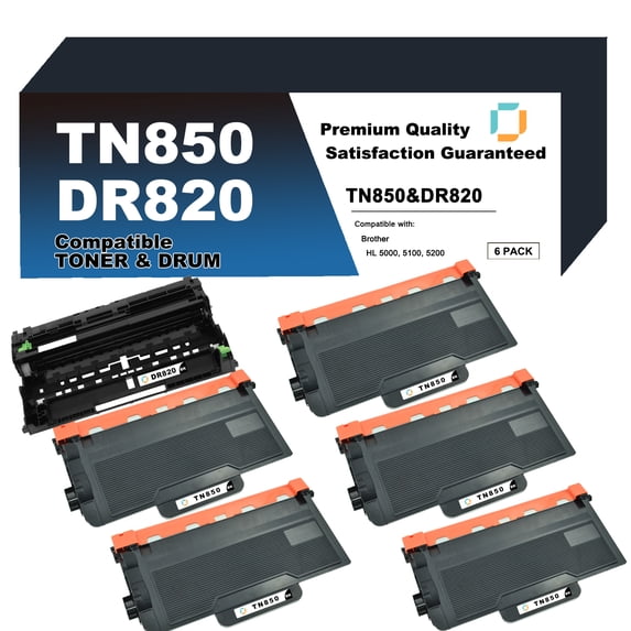 Compatible Brother TN850&DR820 6 Pack to use with HL-L5000D, HL-L5100DN ...