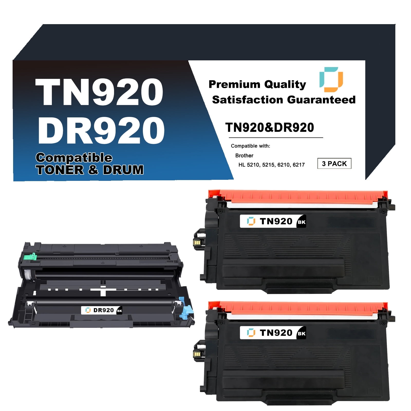 Compatible Brother TN920&DR920 3 Pack to use with HL-L5210DN HL-L5215DW ...