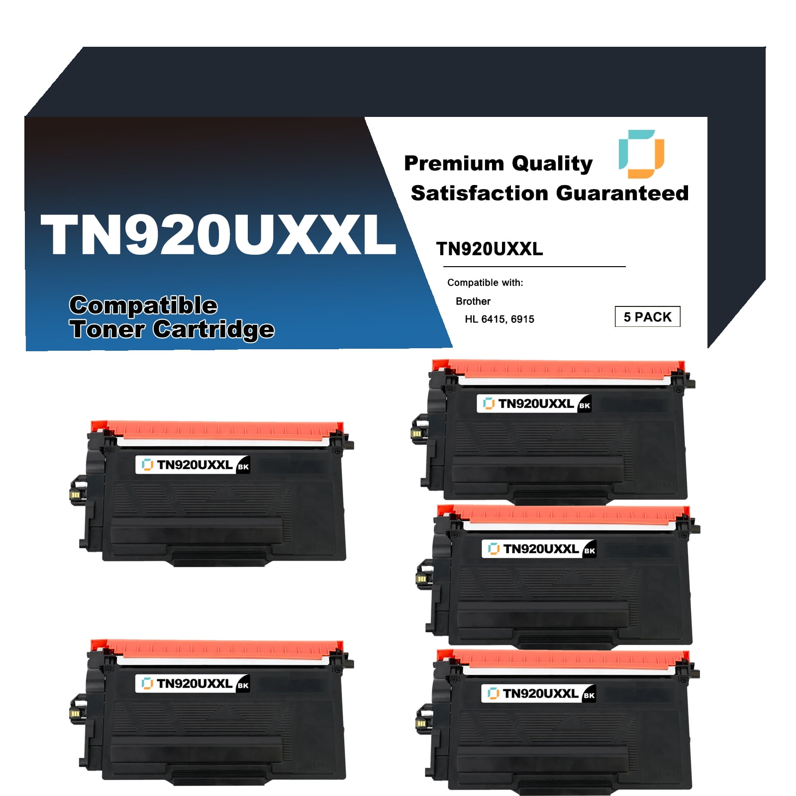 Compatible Brother TN920XXL Black Ultra High Yield Toner Cartridge 5 ...