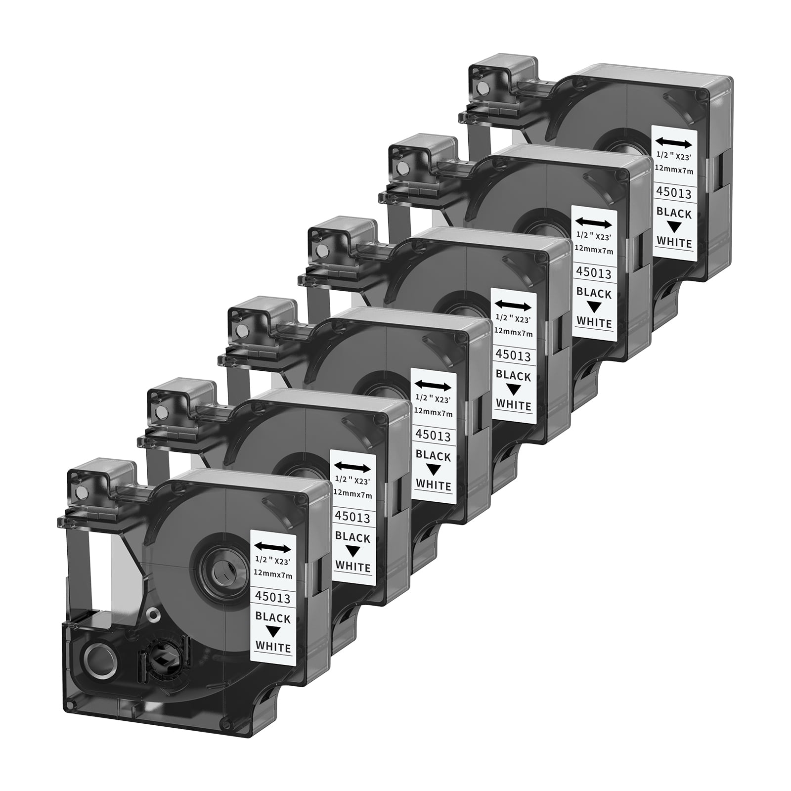 Compatible Dymo D1 Label Tapes, 1/2 Inch × 23 Feet, 45013 Black on ...