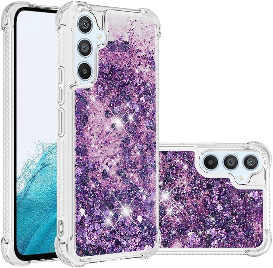 Compatible with Galaxy A54 5G Case, Bling Glitter Liquid Clear Case Floating Quicksand ...