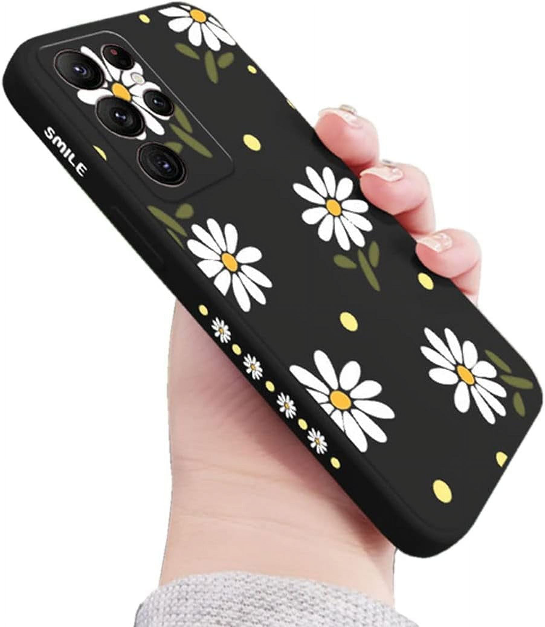 Compatible with Galaxy S21 Ultra Case Cute Daisy Pattern Camera Lens ...