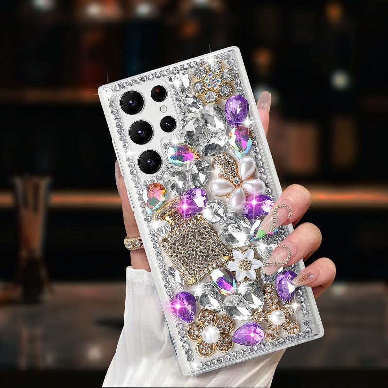 Compatible with Galaxy S22 Ultra Bling Case for Women Girls Luxury 3D Sparkle Glitter Diamond ...