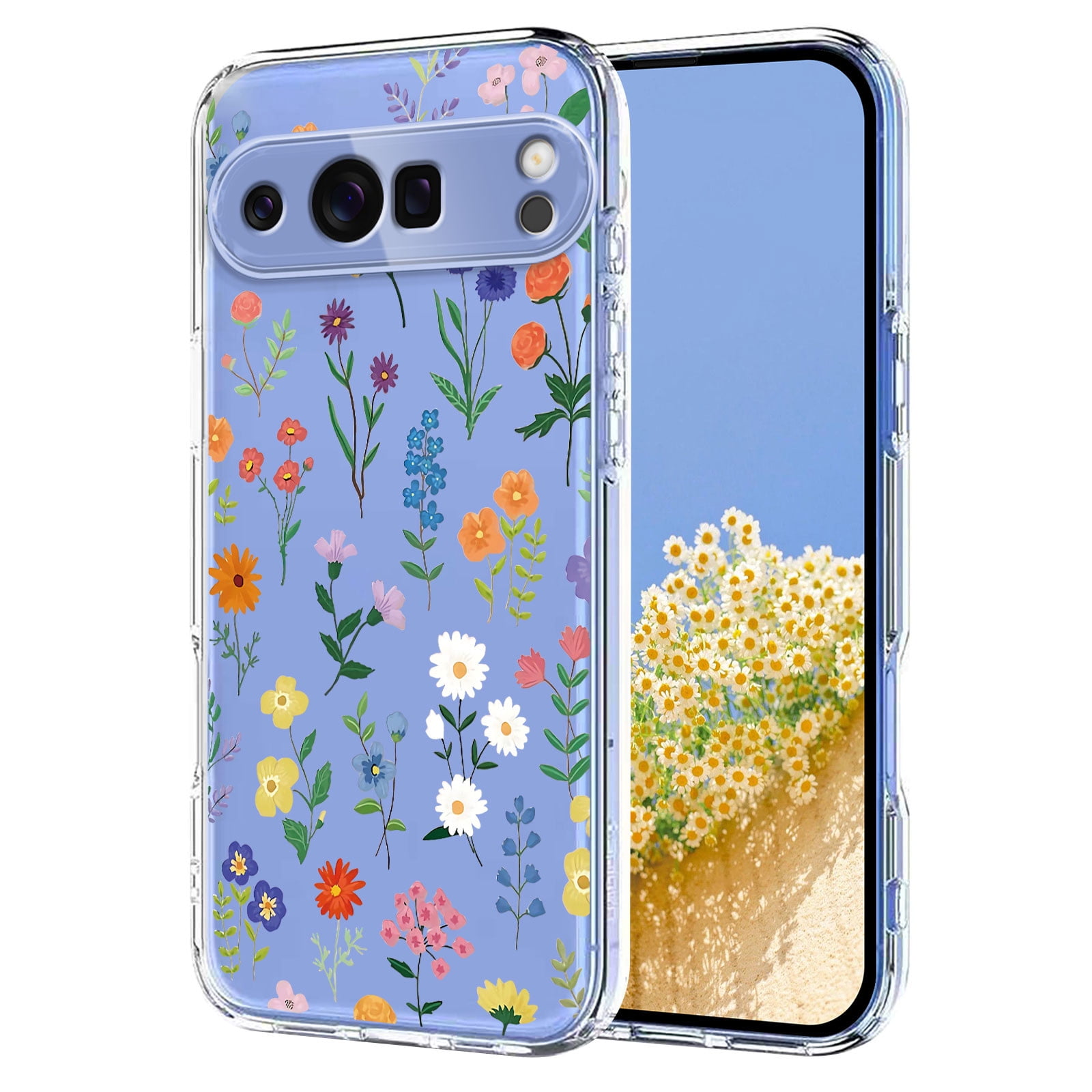 Compatible with Google Pixel 10 / 10 Pro Case Clear with Flower Design ...