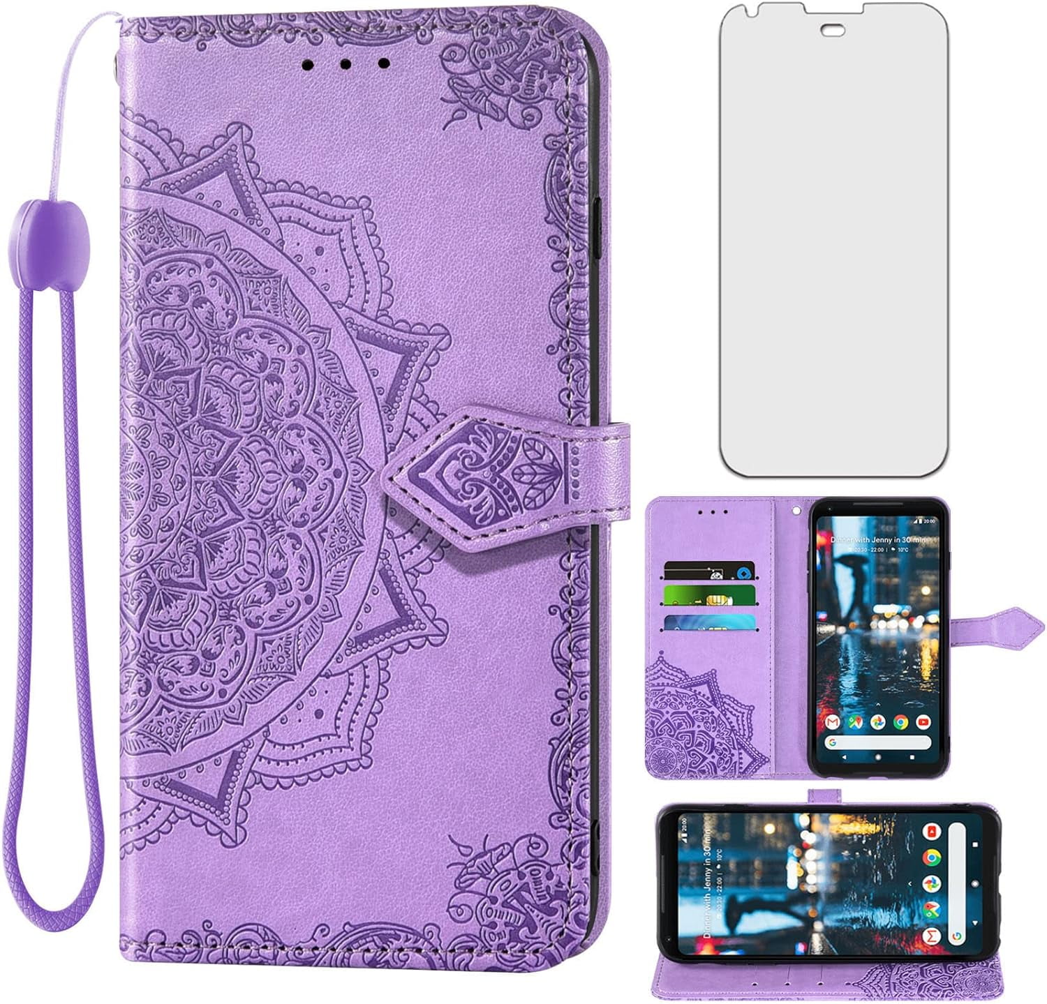 Compatible with Google Pixel 2XL Wallet Case and Tempered Glass Screen ...