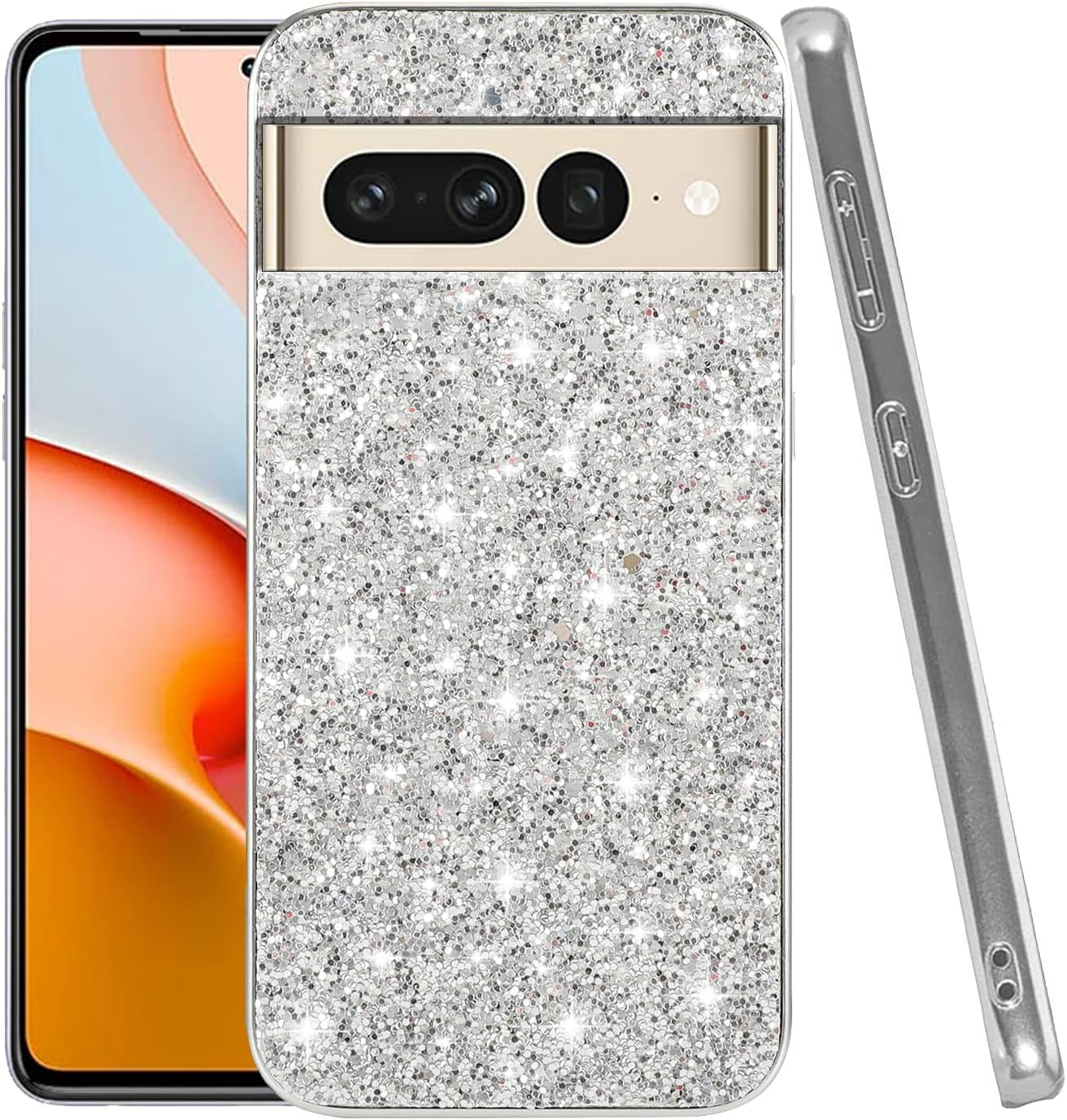 Compatible with Google Pixel 7 Pro Case Glitter Shockproof,for Google ...