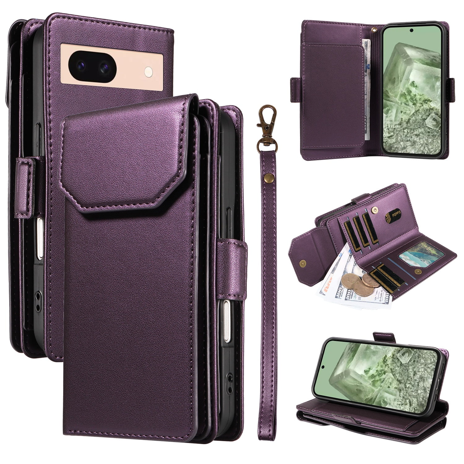Compatible with Google Pixel 8A Case Wallet with Strap RFID Blocking ...