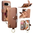 Compatible with Google Pixel 8A PU Leather Wallet Case, Zipper Purse ...