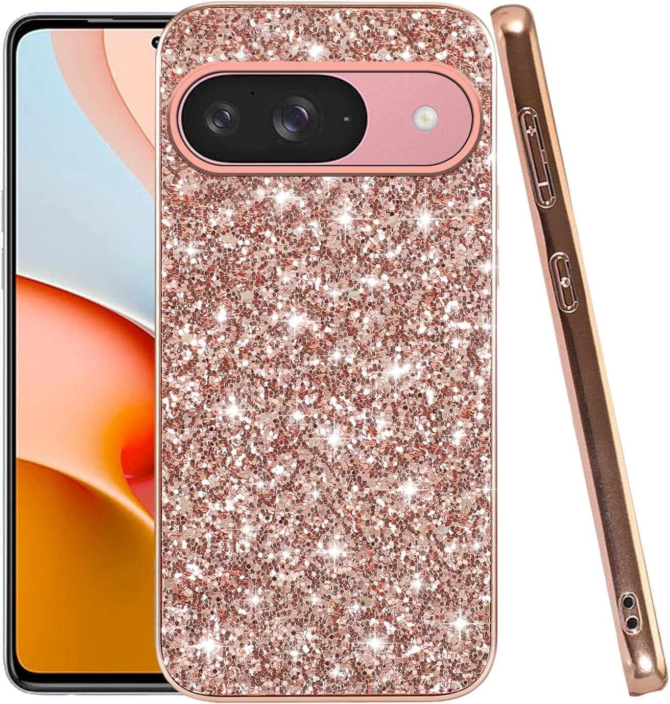 Compatible with Google Pixel 9 Case Glitter Shockproof, Google Pixel 9 Phone Case Bling Sparkly ...