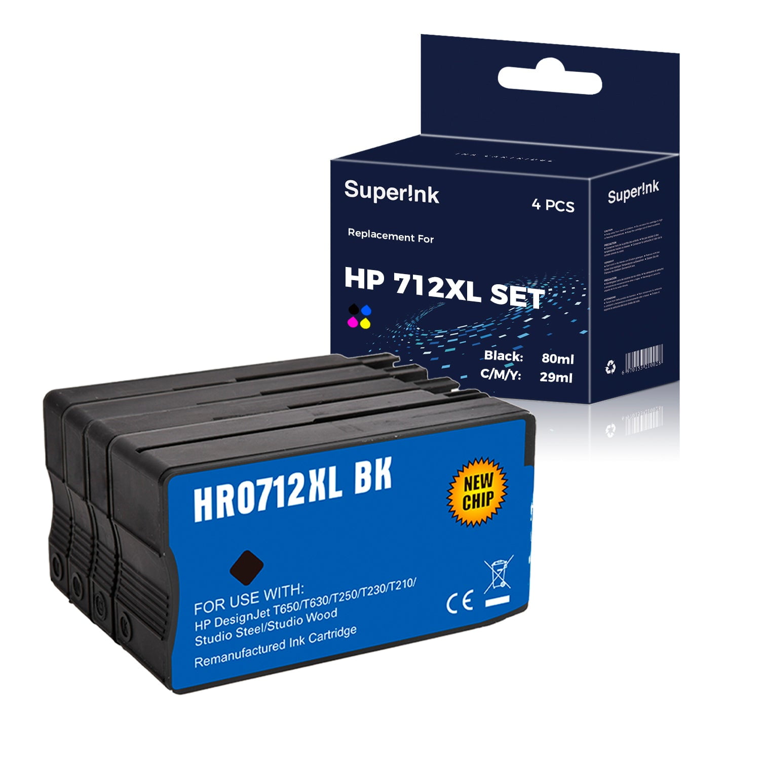 Compatible HP 712 Ink Cartridge Combo BK/C/M/Y By Superink - Walmart.com