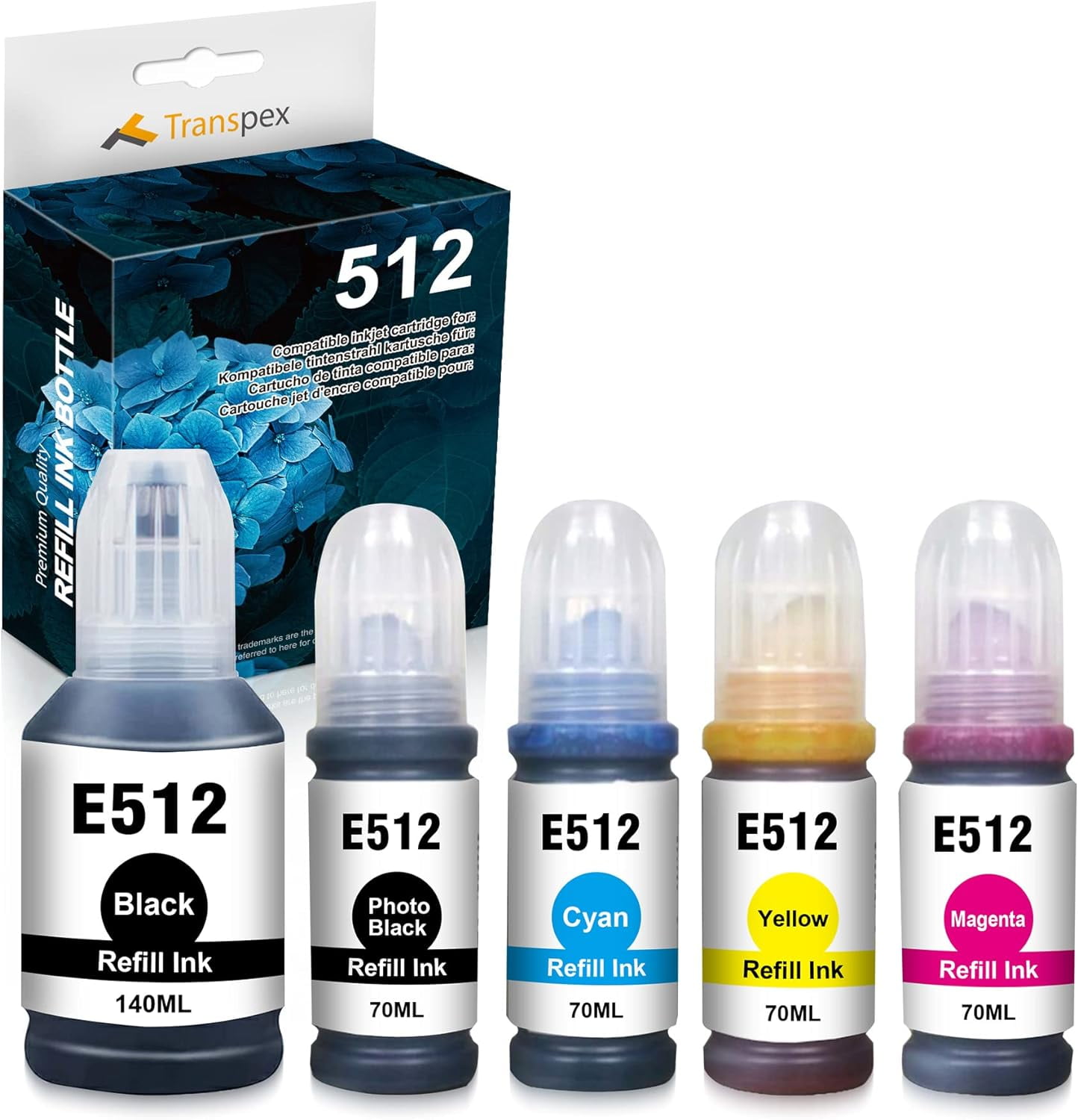 Compatible Ink Bottle Replacement for 512 T512 Ink Refill Used for ...