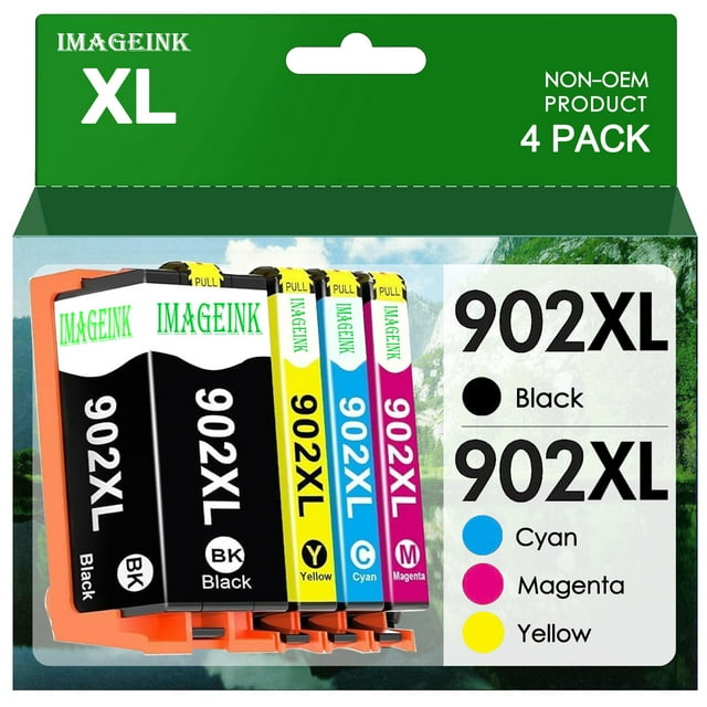 Compatible Ink Cartridge Replacement for HP 902 XL 902XL (4 Combo Pack ...