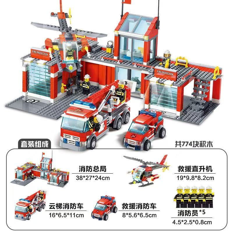 Compatible MOC Sets City Series fire ladder helicopter truck garage ...