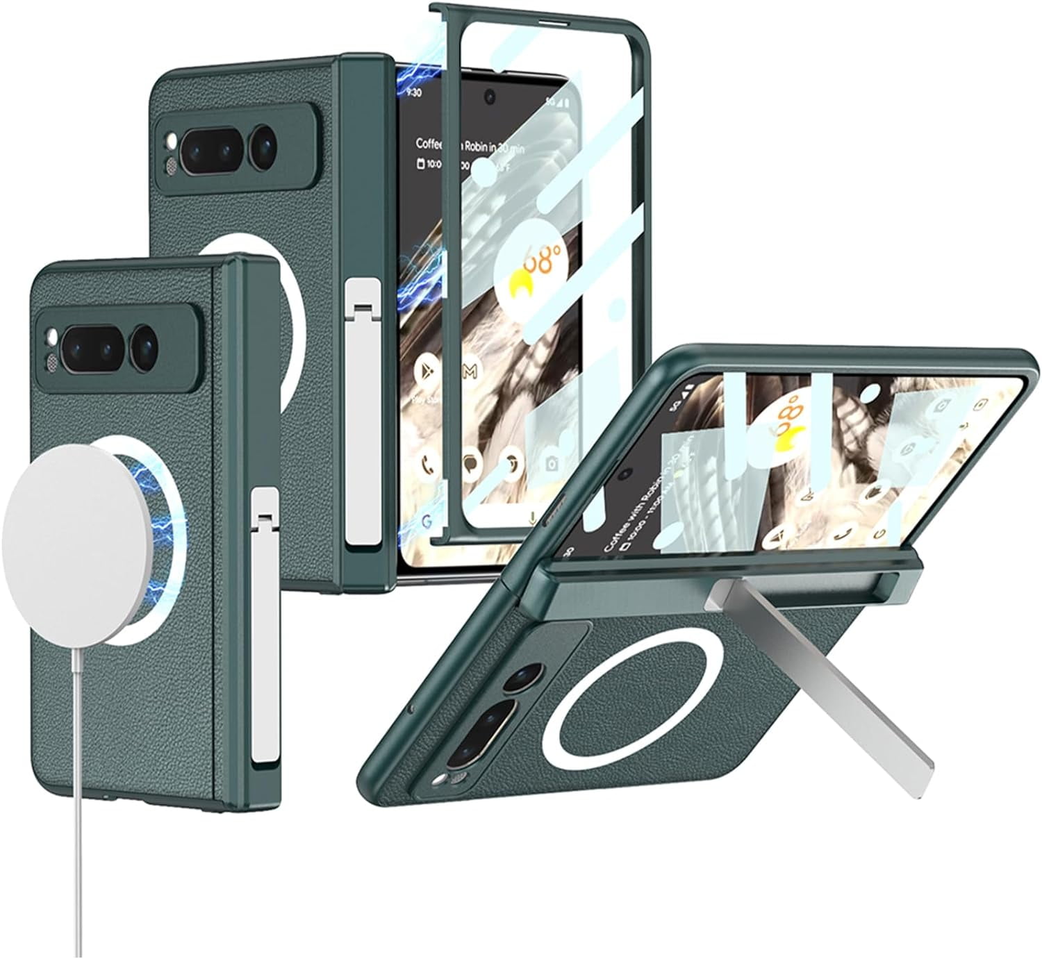 Compatible with Magsafe Cover for Leather Google Pixel Fold Case with ...