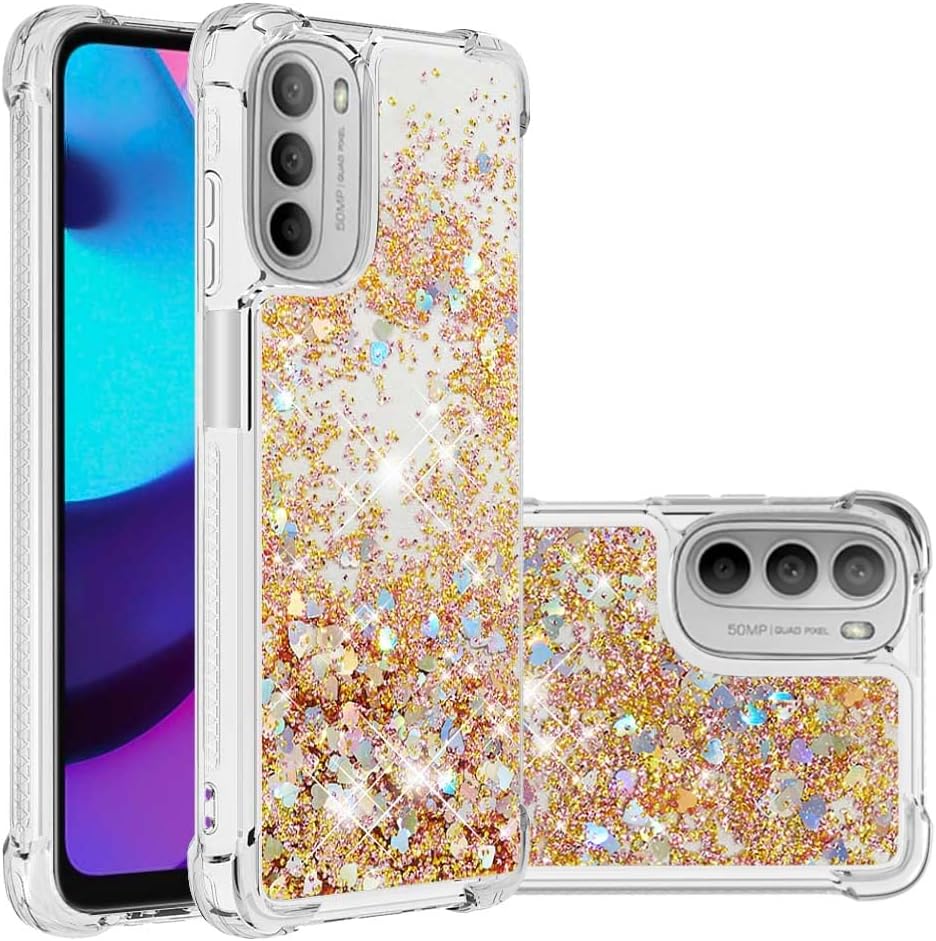 Compatible with Moto G 5G 2022 Case, Bling Glitter Liquid Case Floating Quicksand Shockproof ...