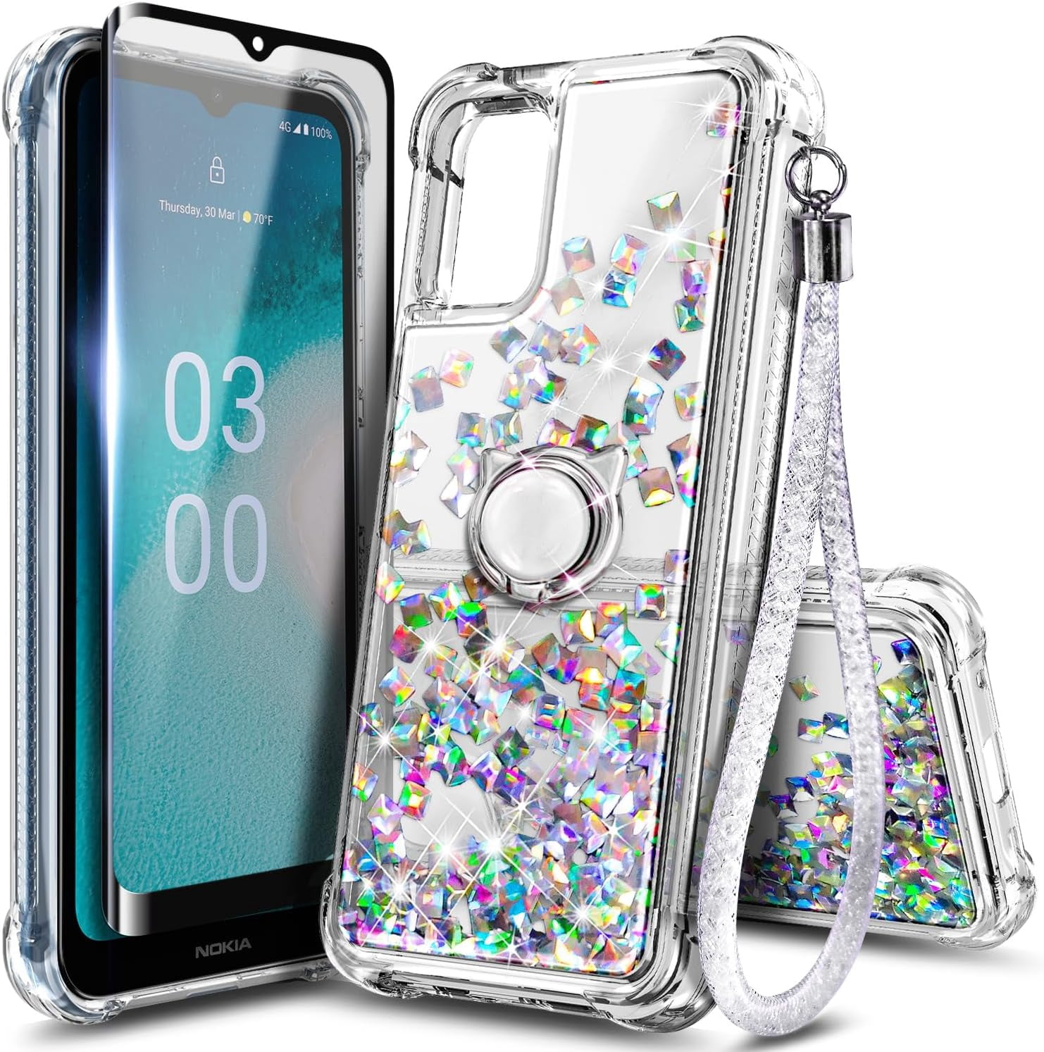 Compatible with Motorola Moto G 5G (2024) Case with Tempered Glass ...