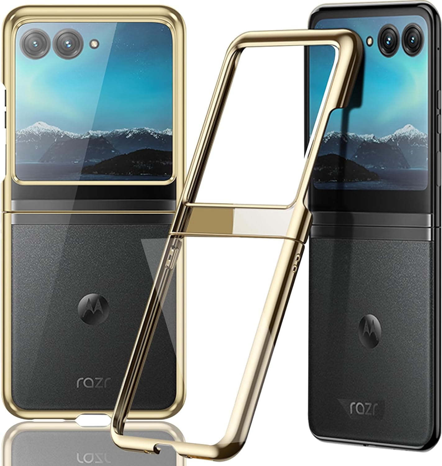 Compatible Motorola Razr Plus Case 2023,Clear Motorola Razr+ 2023 Case,Plating Transparent Thin ...