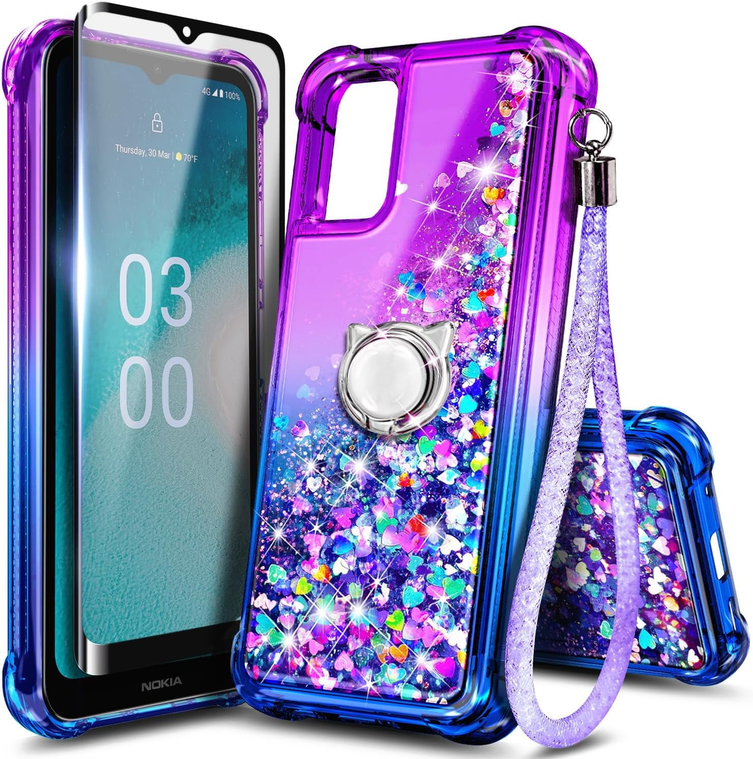 Compatible with Nokia G310 5G Case with Tempered Glass Screen Protector ...