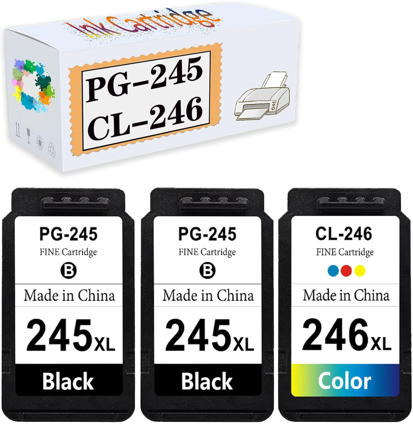 Compatible PG-245 CL-246 PG 245 CL 246 Ink Cartridges Replacement for ...