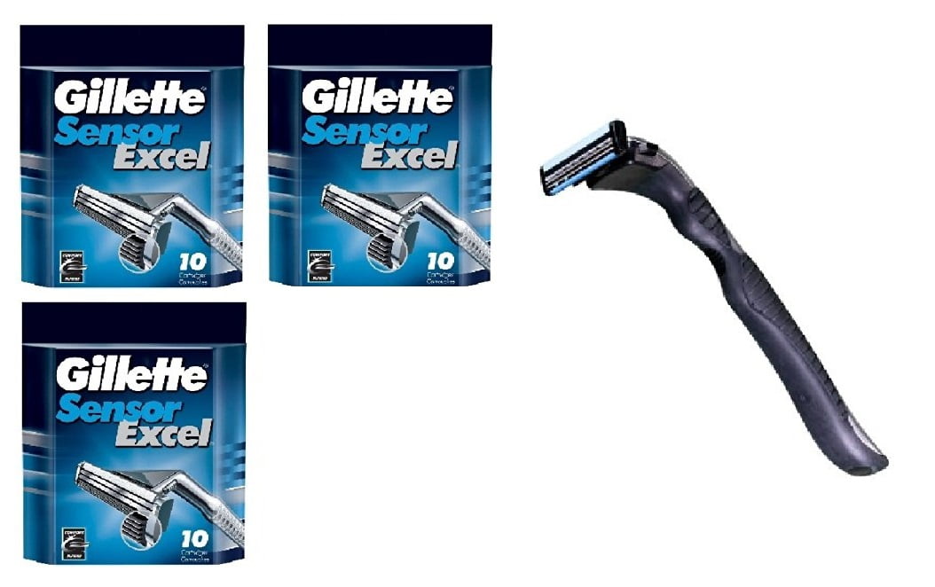 Compatible Razor Handle + Gillette Sensor Excel Refill Razor Blade ...
