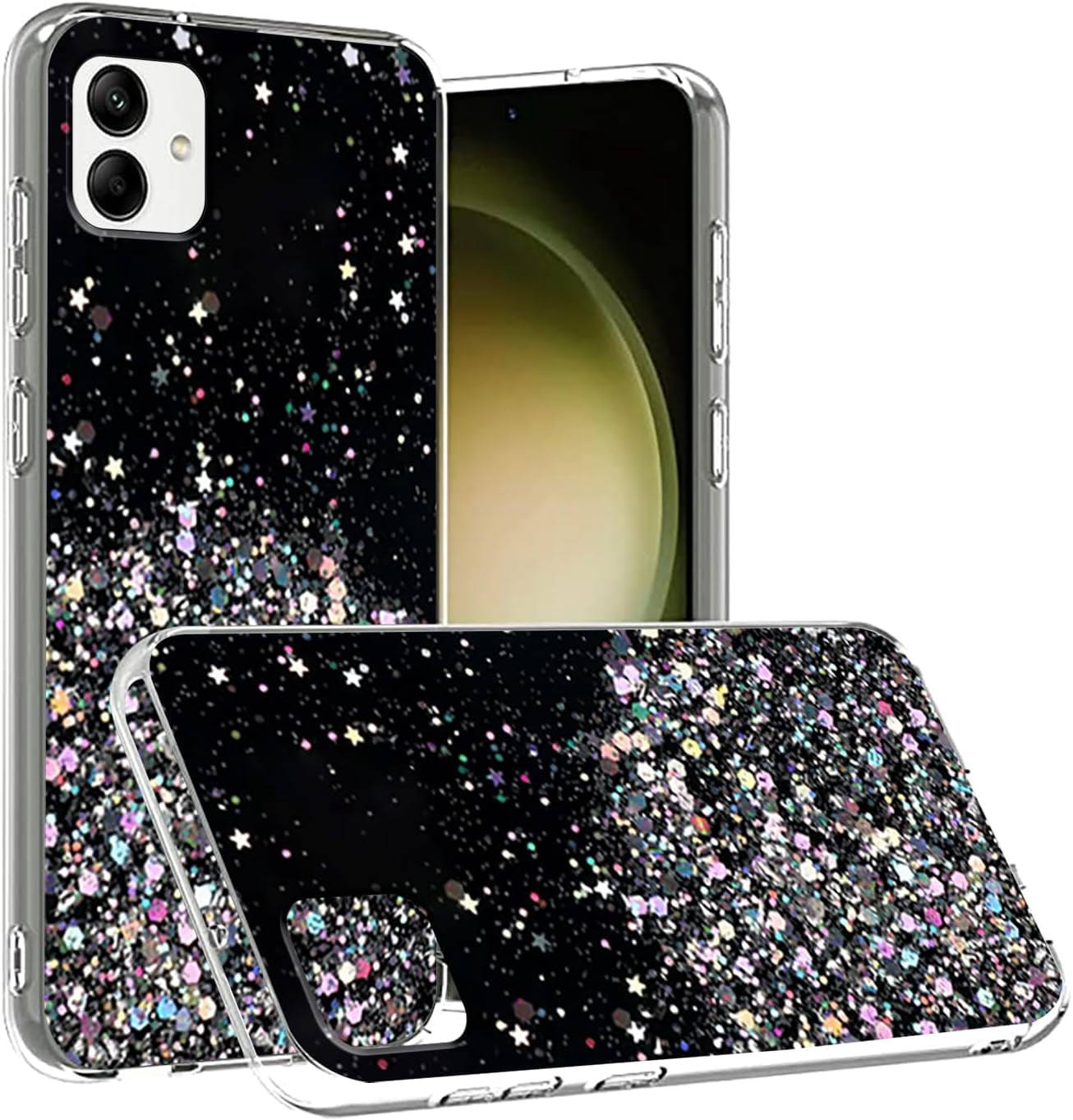 Compatible with Samsung A04 Case Glitter Clear Green, Phone for Samsung ...