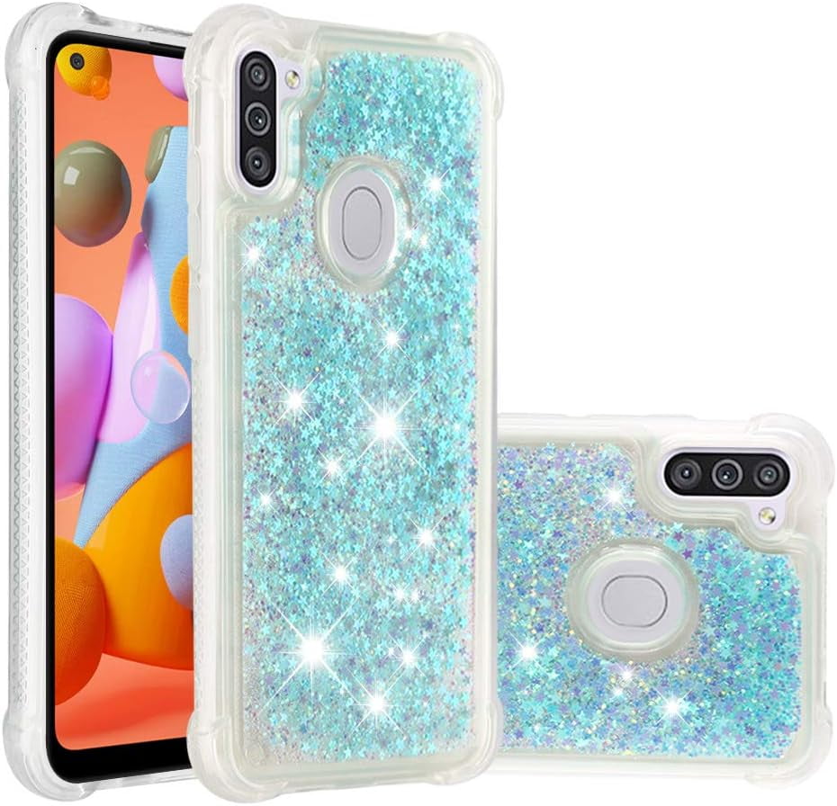 Compatible with Samsung Galaxy A11 Case Glitter Liquid Cute Clear Phone ...