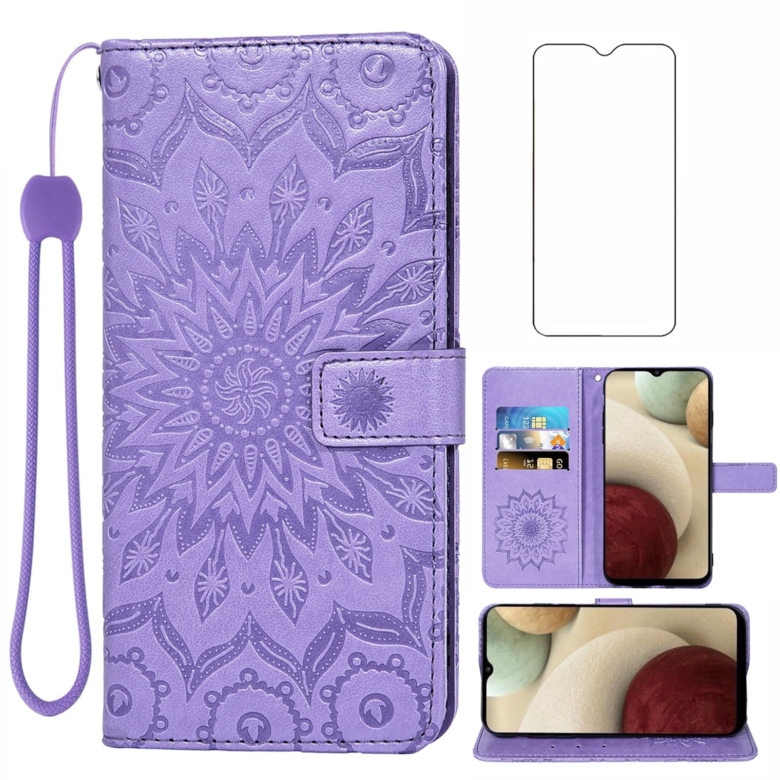 Compatible with Samsung Galaxy A12/M12 Wallet Phone Case and Tempered ...