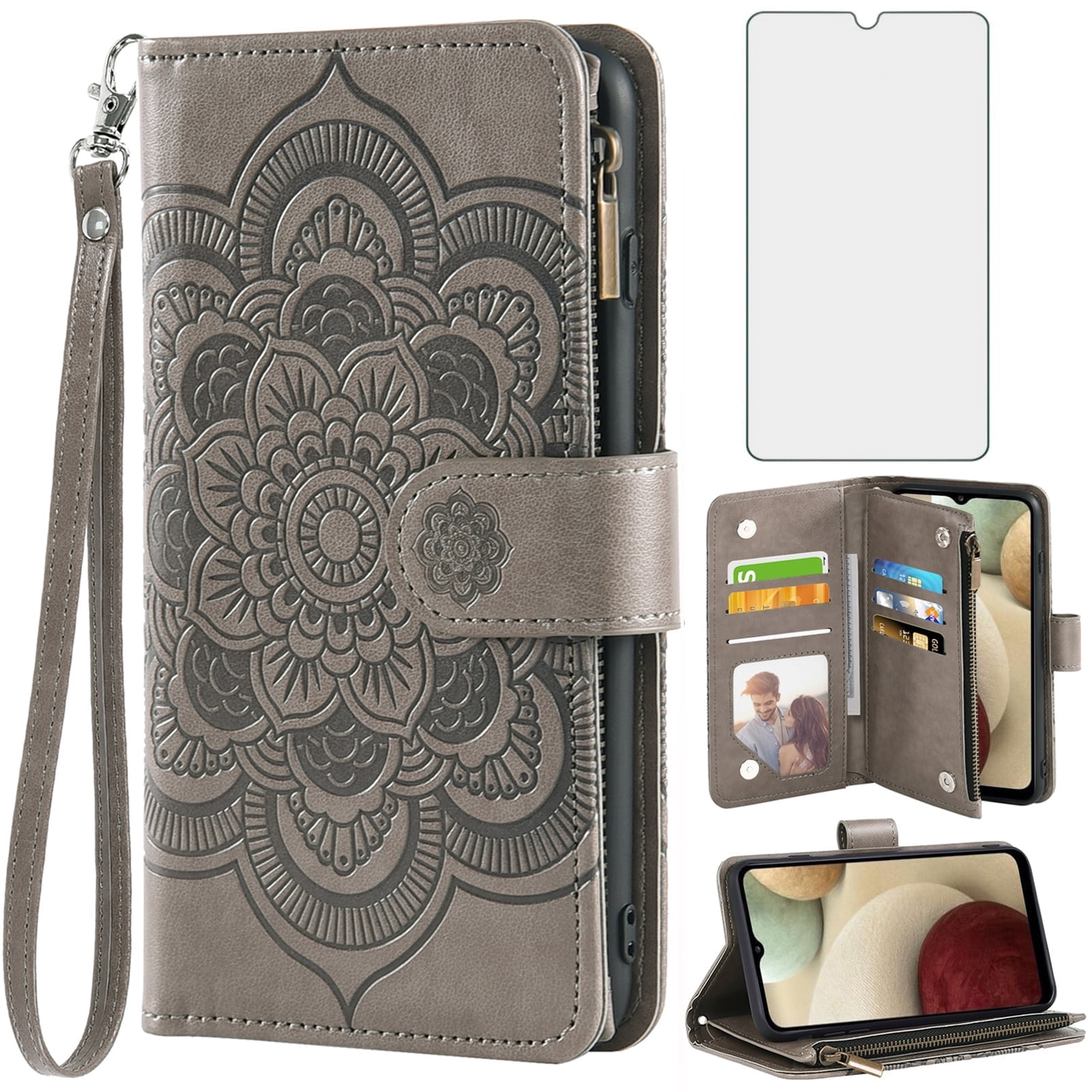 Compatible with Samsung Galaxy A12/M12 Wallet Phone Case and Tempered ...