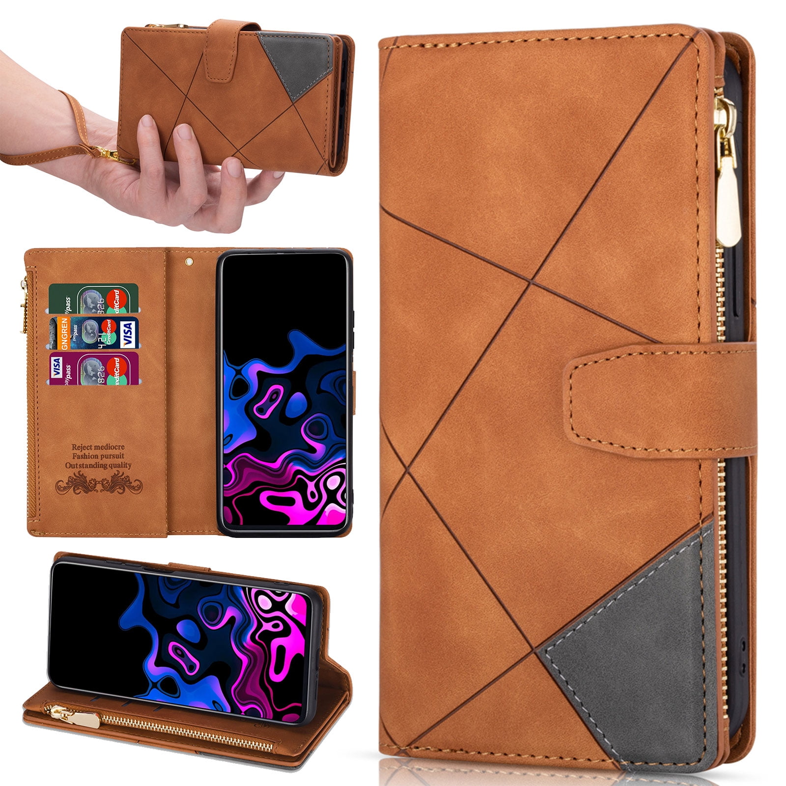 Compatible with Samsung Galaxy A22 5G Wallet Case,[Kickstand] [Wrist ...