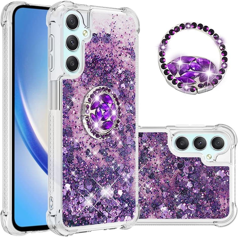 Compatible with Samsung Galaxy A25 5G Case Glitter Liquid Clear Bling Moving Floating Sparkle ...