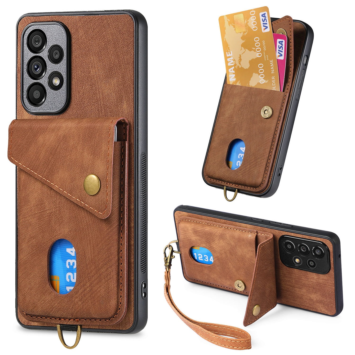 Compatible with Samsung Galaxy A26 5G PU Leather Back + TPU Frame Case ...
